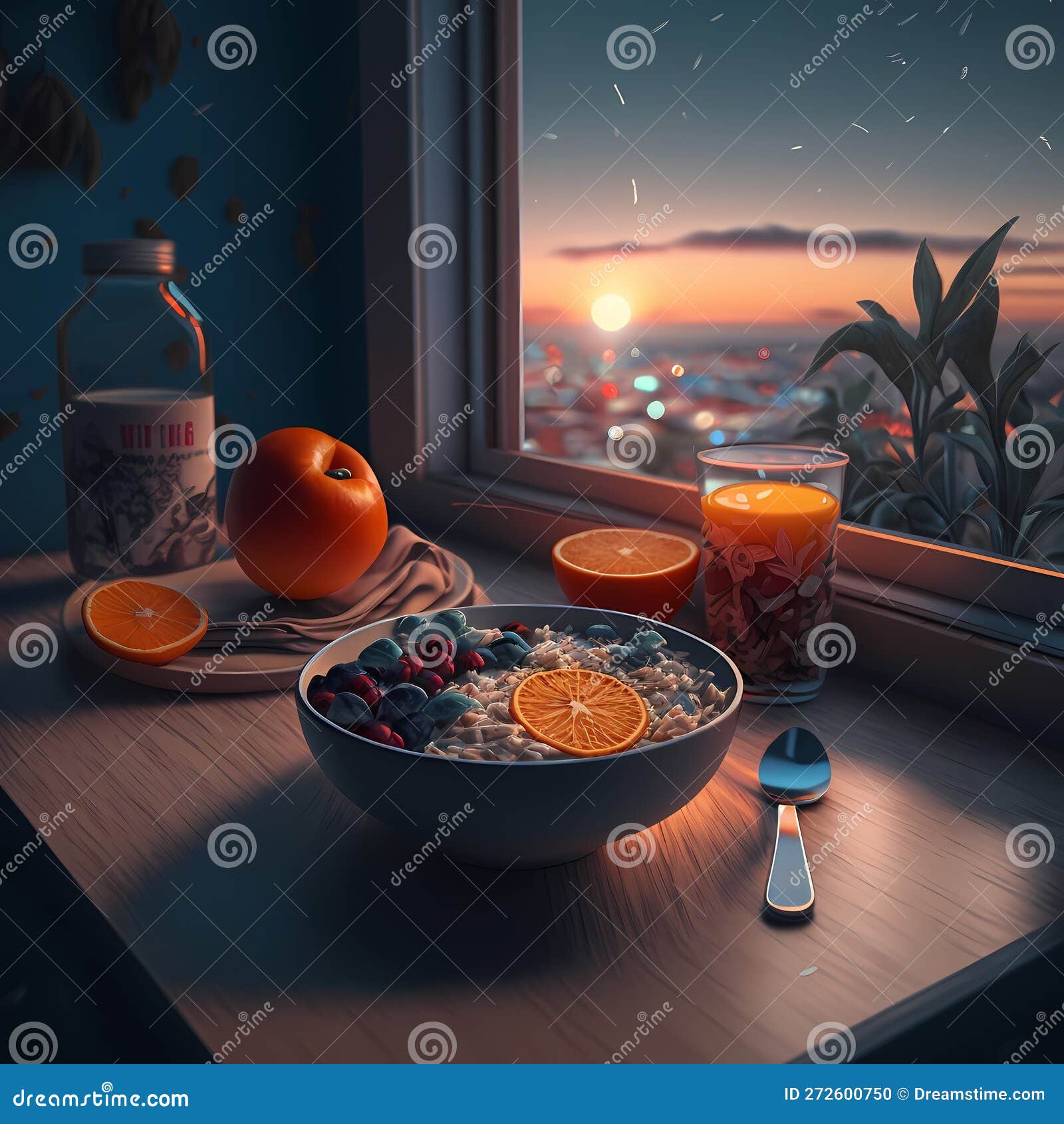 Morning View from Window. Generative AI Stock Illustration ...