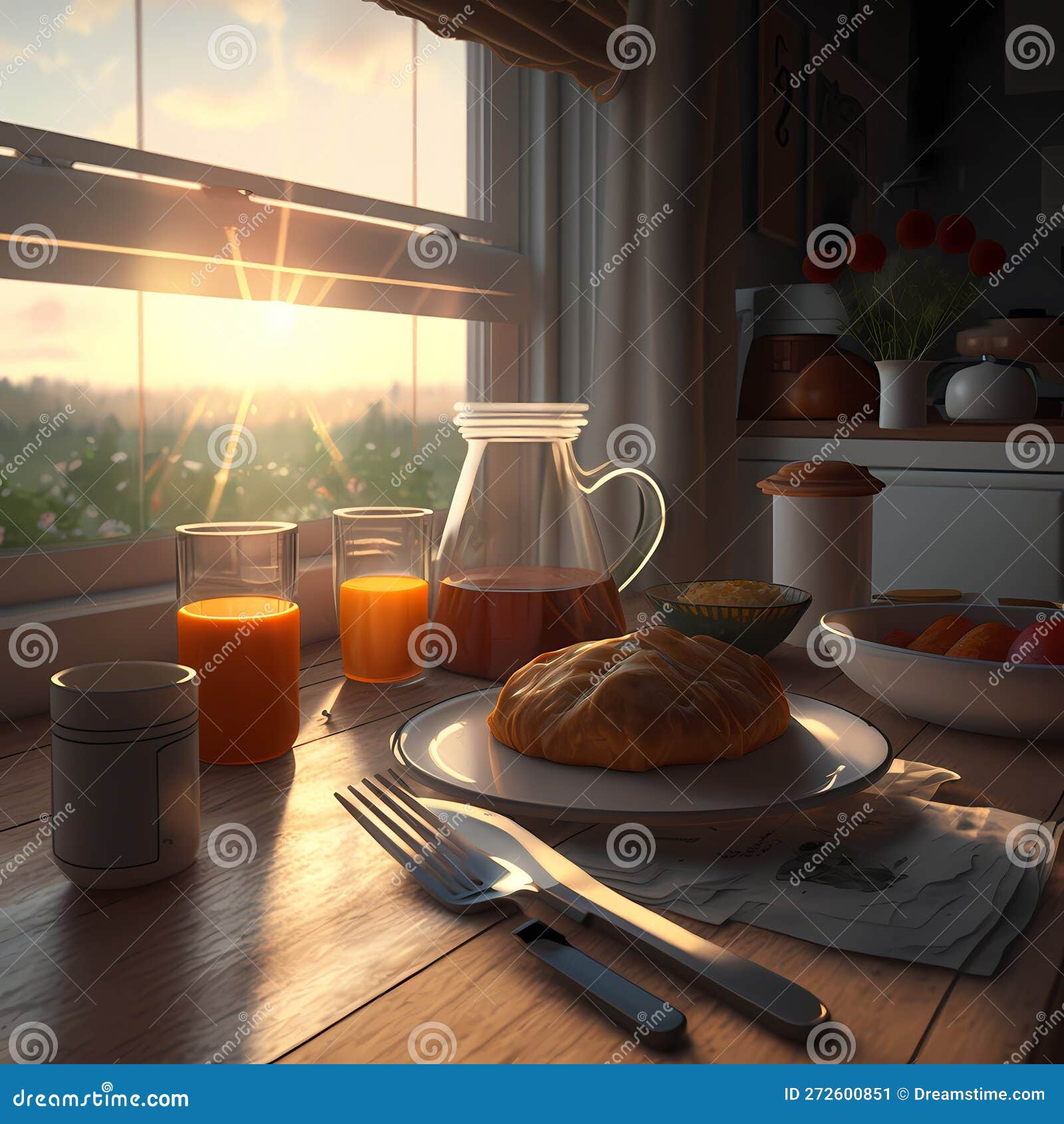 Morning View from Window. Generative AI Stock Illustration ...