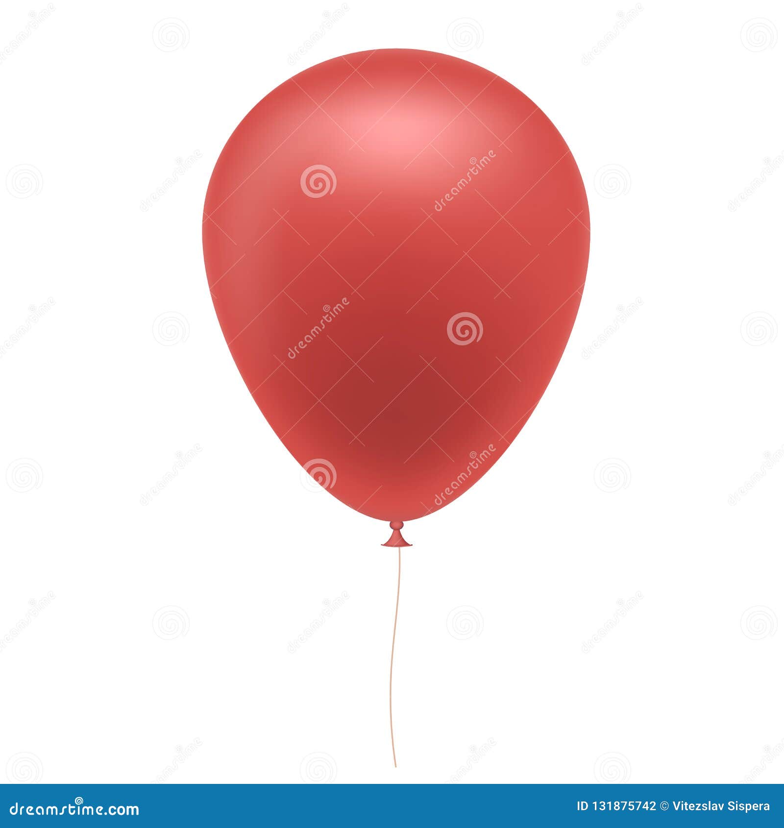 Realistic Illustration of Red Inflatable Balloon with Brown String ...