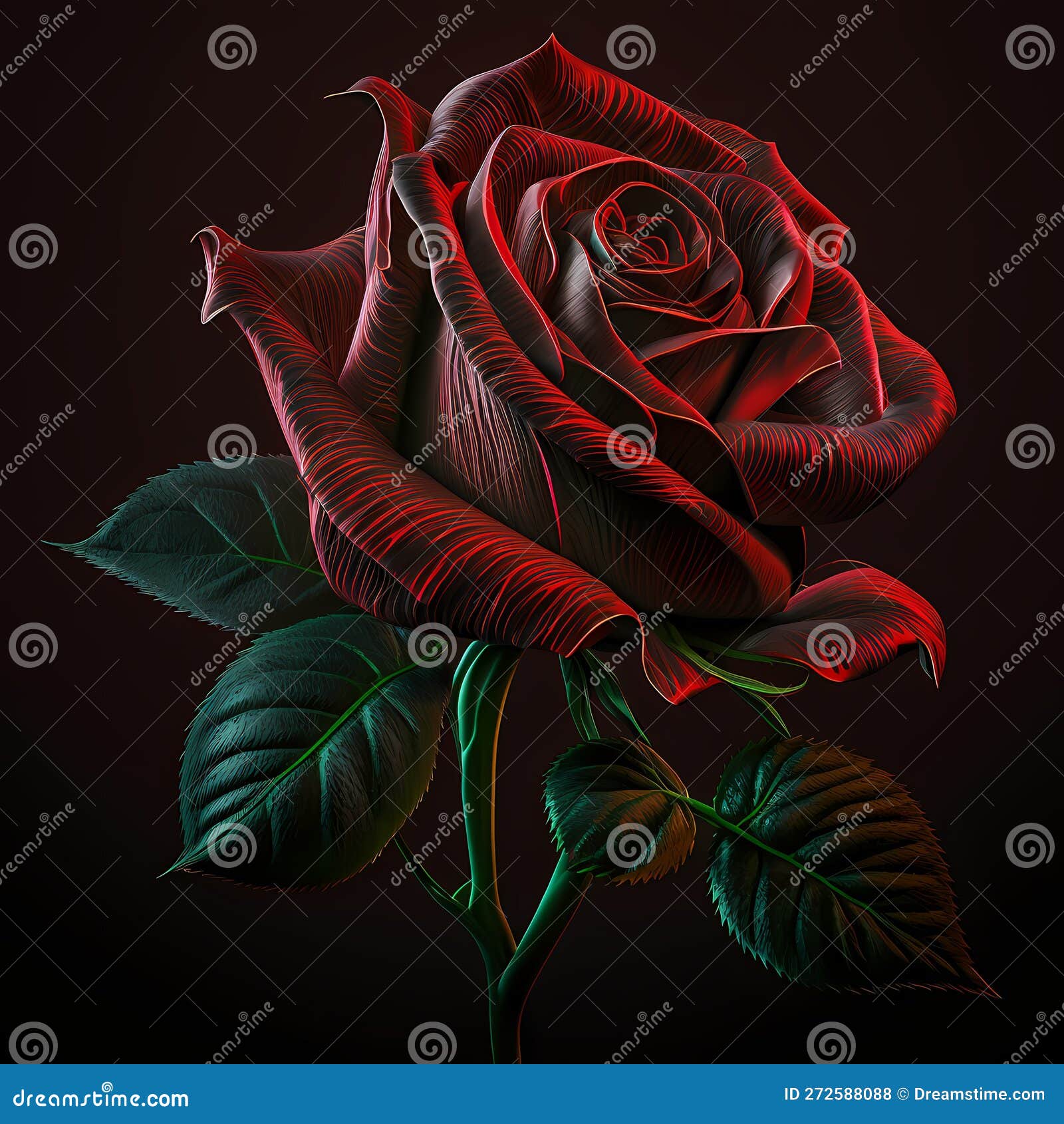 Realistic Illustration of Red Rose. Generative AI Stock Illustration ...