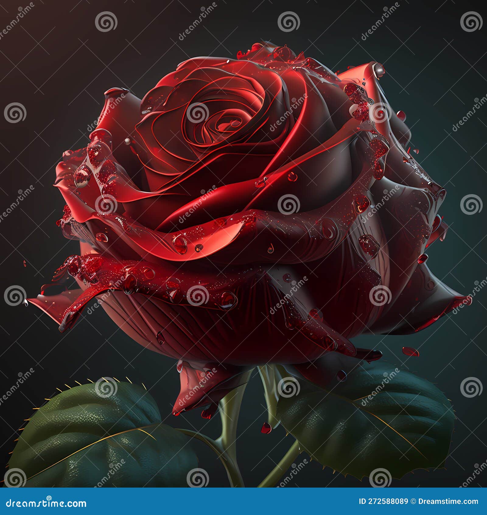 Realistic Illustration of Red Rose. Generative AI Stock Illustration ...