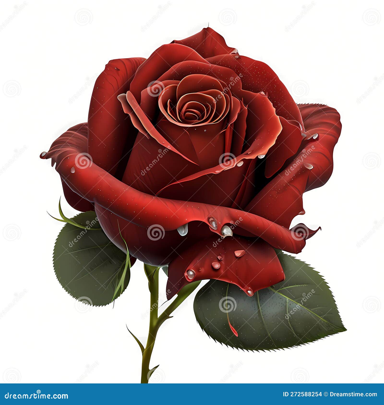 Realistic Illustration of Red Rose. Generative AI Stock Illustration ...