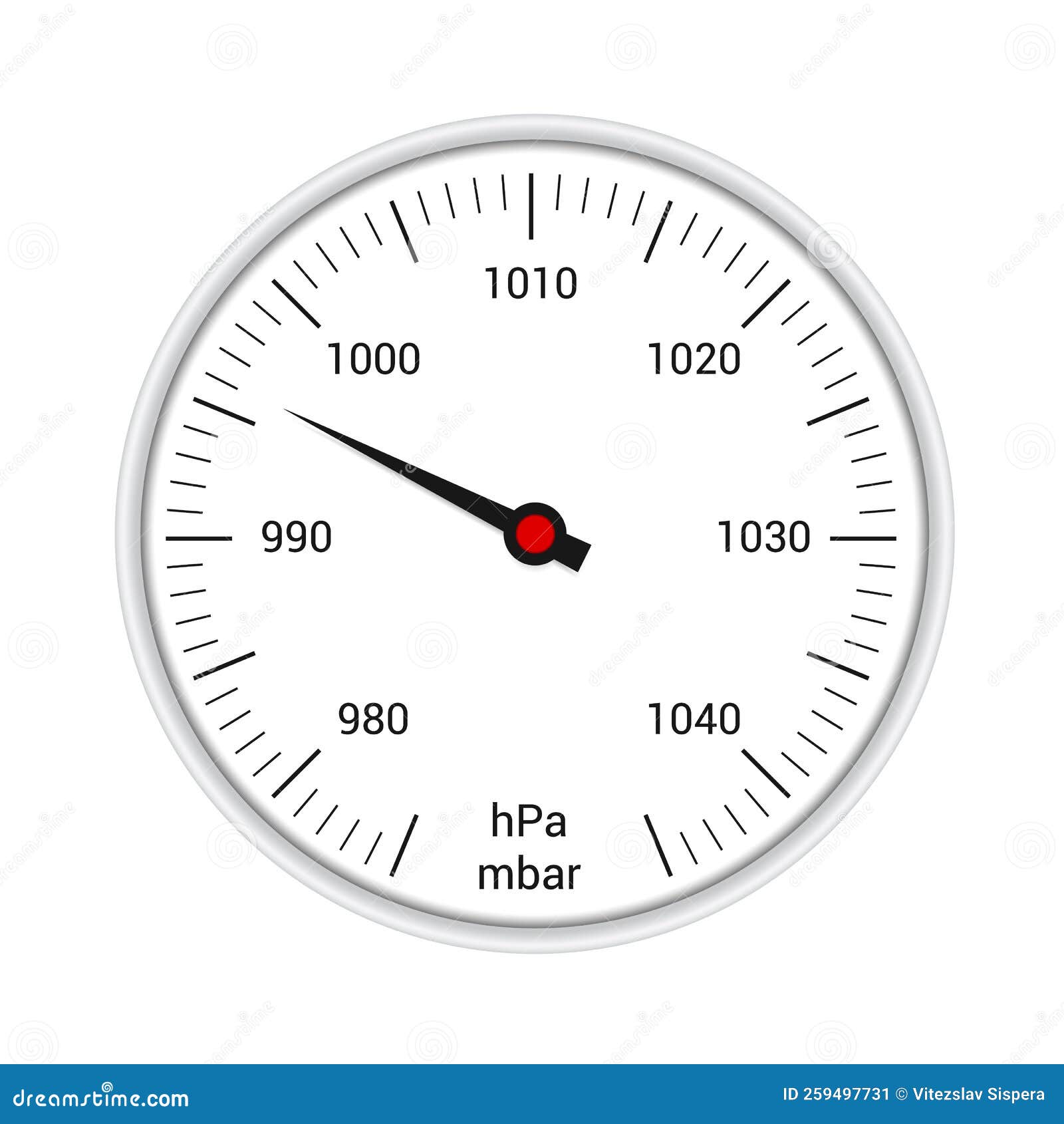 Realistic Illustration of a Round Barometer with a White Plastic ...