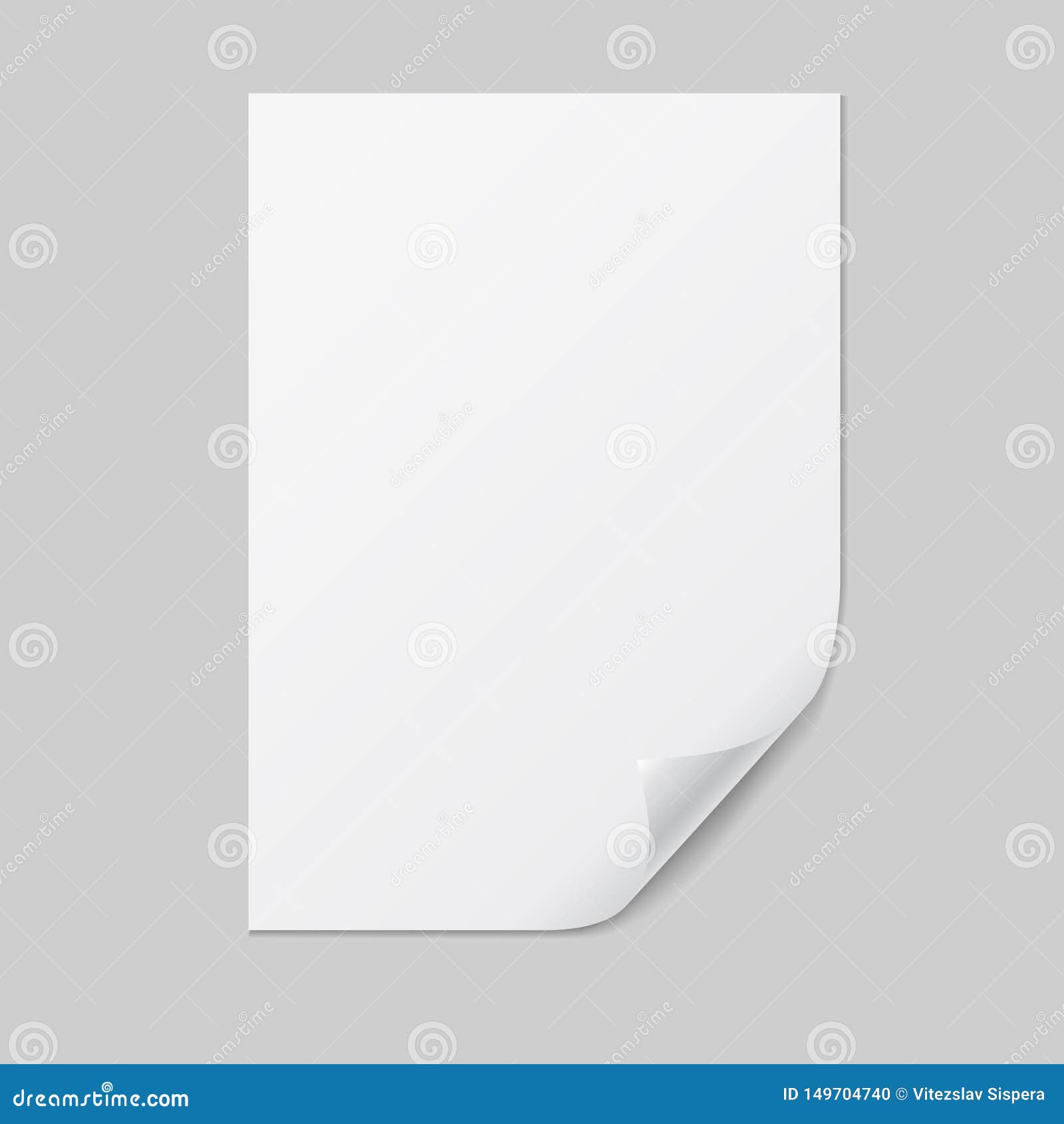 Realistic Illustration of a Sheet of A4 Paper with Folded Corner and ...
