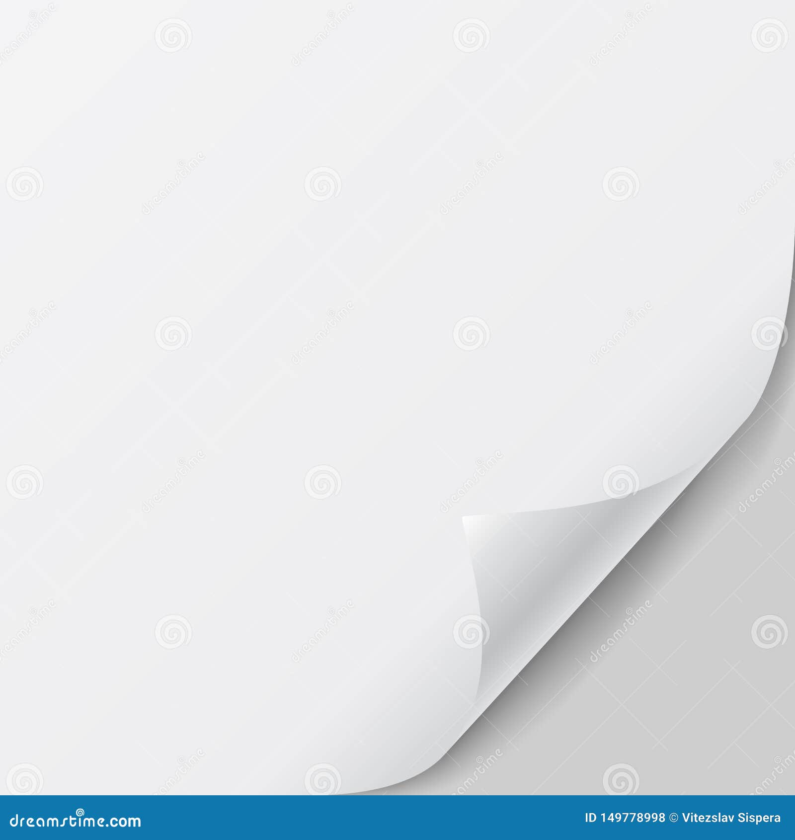 Realistic Illustration of a Sheet of Paper with Folded Corner and Space ...