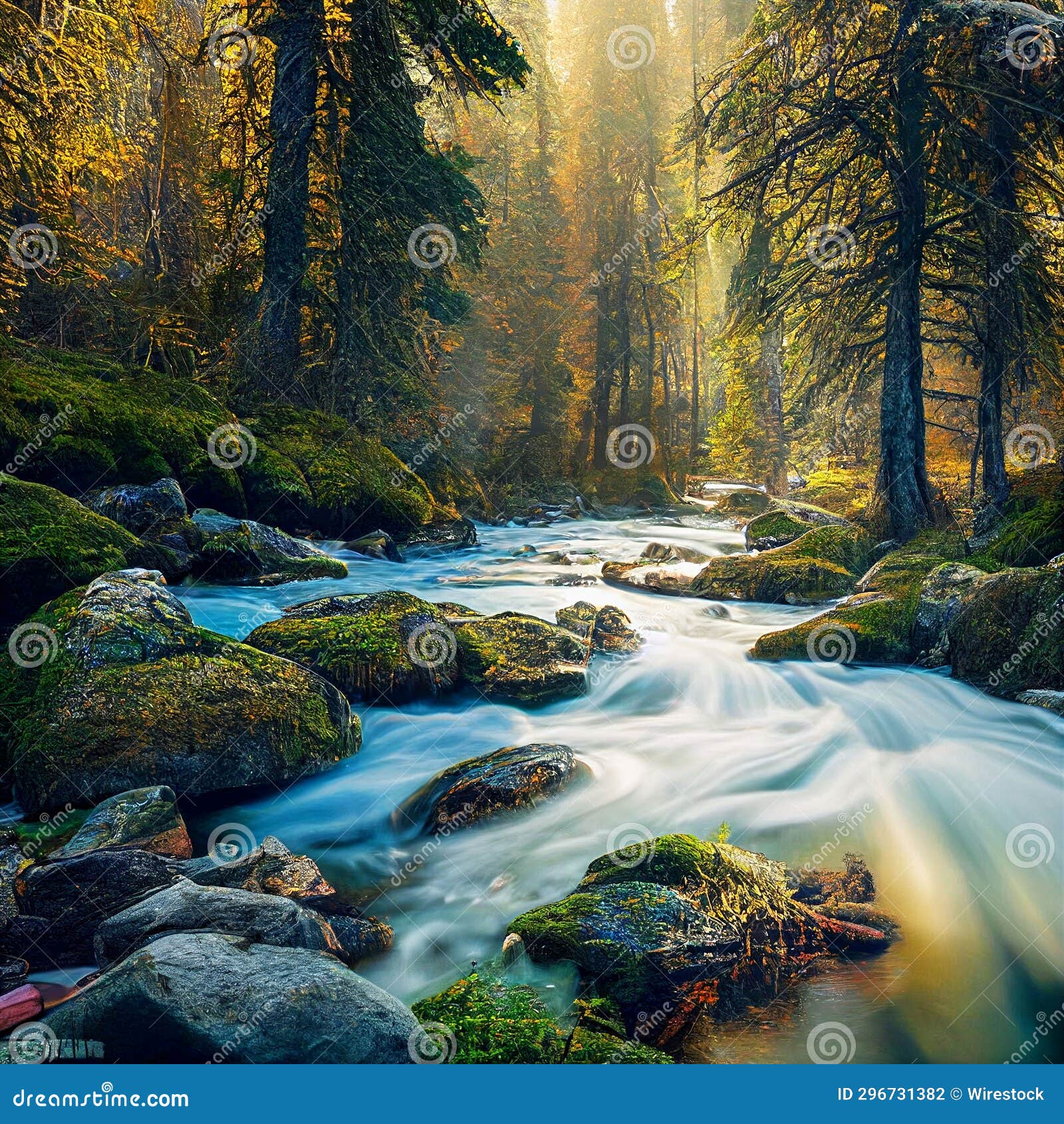 Realistic Illustration of a Stream in the Nature Stock Illustration ...