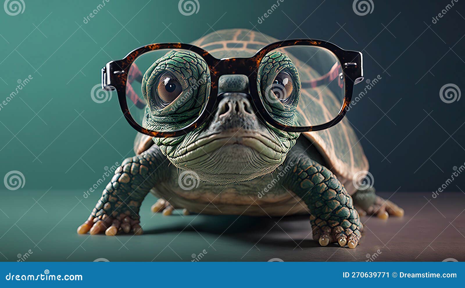 Realistic Illustration of a Turtle with Glasses. Generative AI Stock ...