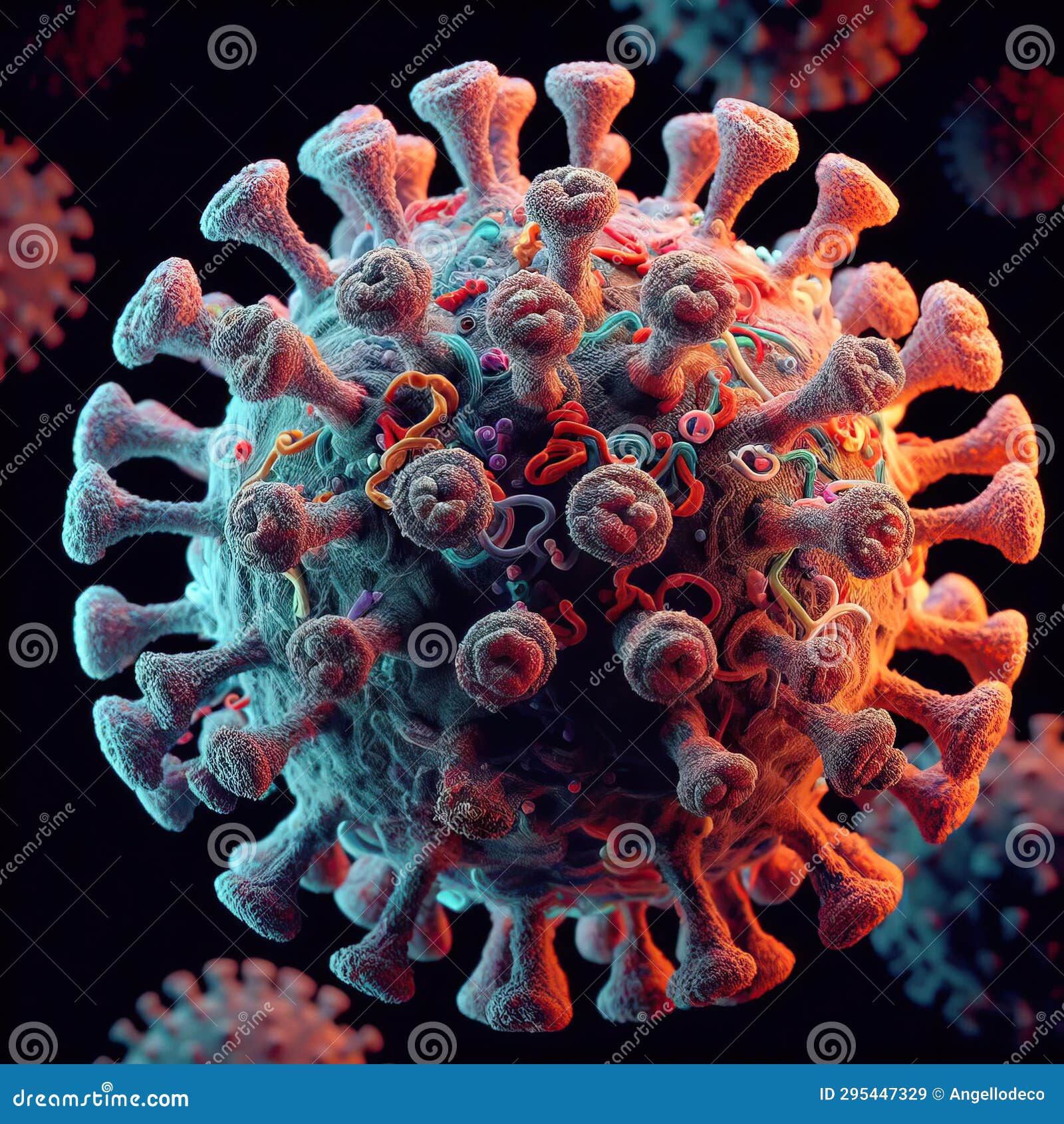 Realistic Illustration of Virus with Color Scanning Electron Micrograph ...