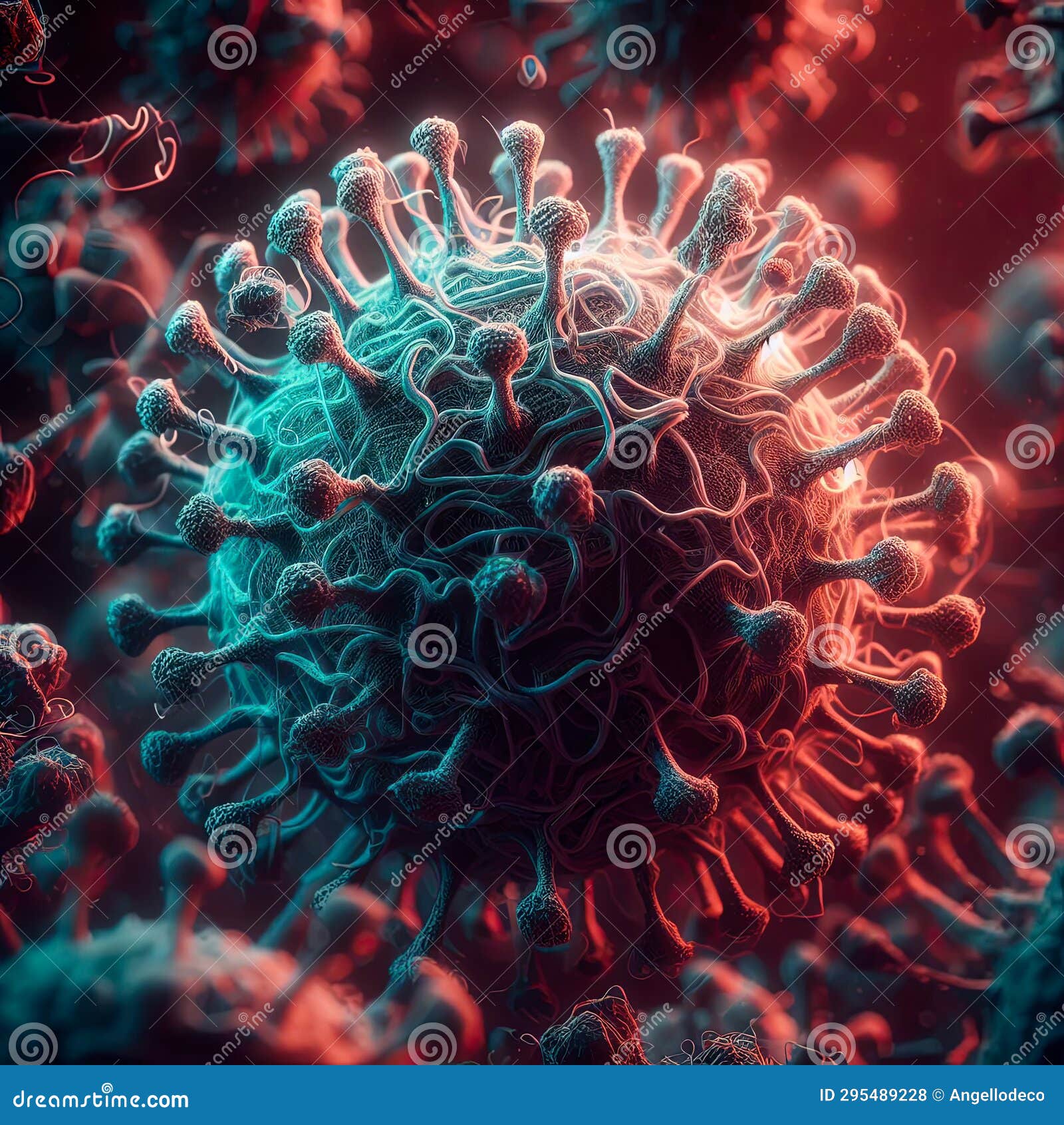 Realistic Illustration of Virus with Color Scanning Electron Micrograph ...