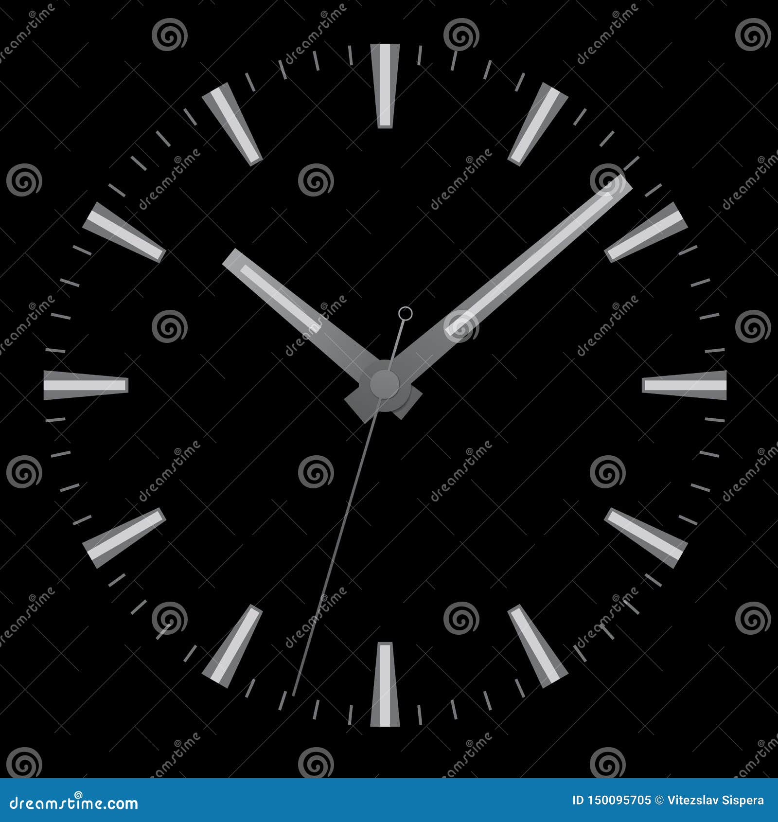 Realistic Illustration of Watch Face without Numbers with Minute, Hour ...