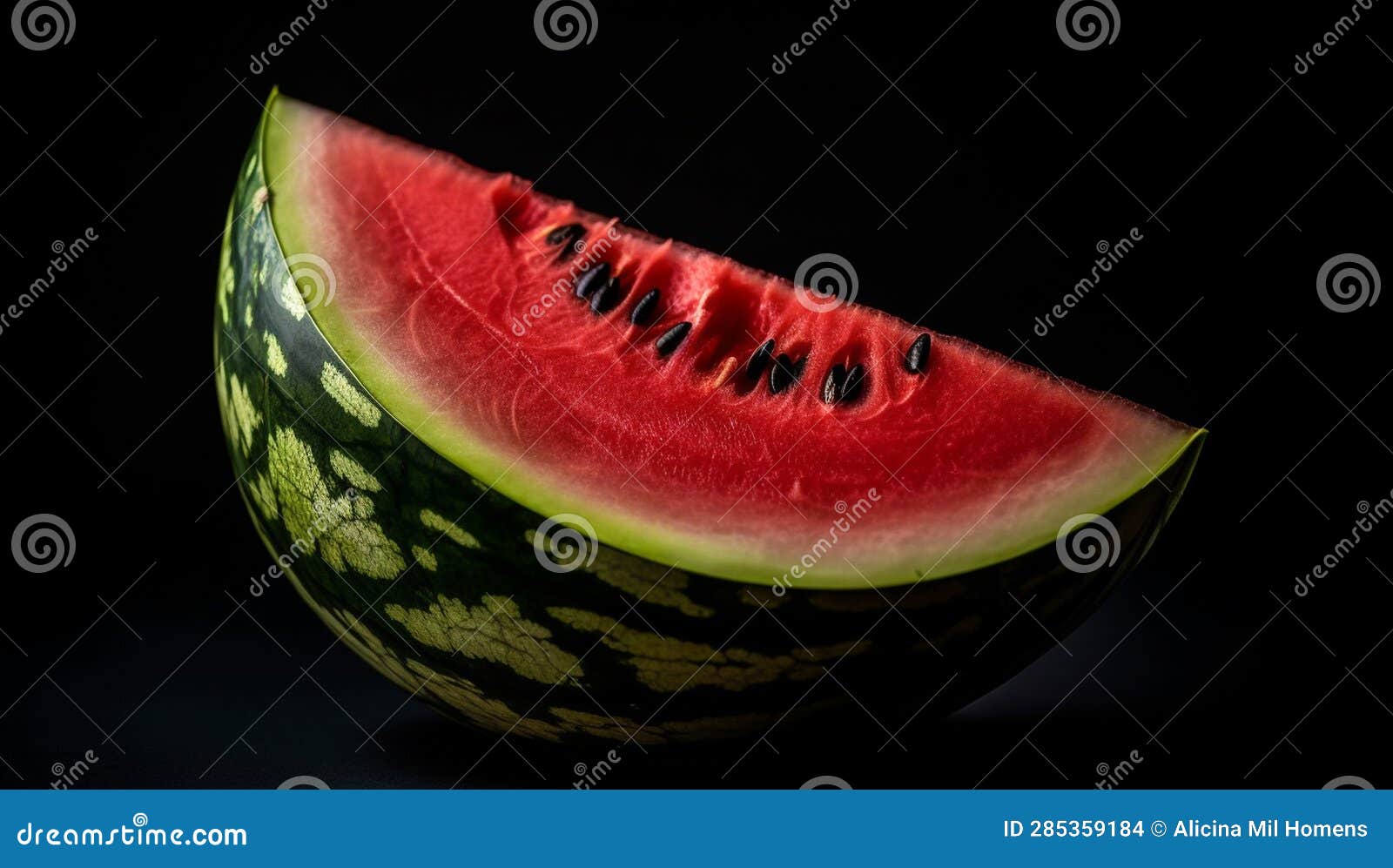 Realistic Illustration of Watermelon Slices on Black Background. AI ...