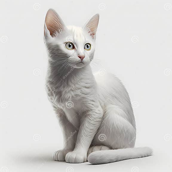Realistic Illustration Of White Cat Generative Ai Stock Illustration Illustration Of Home