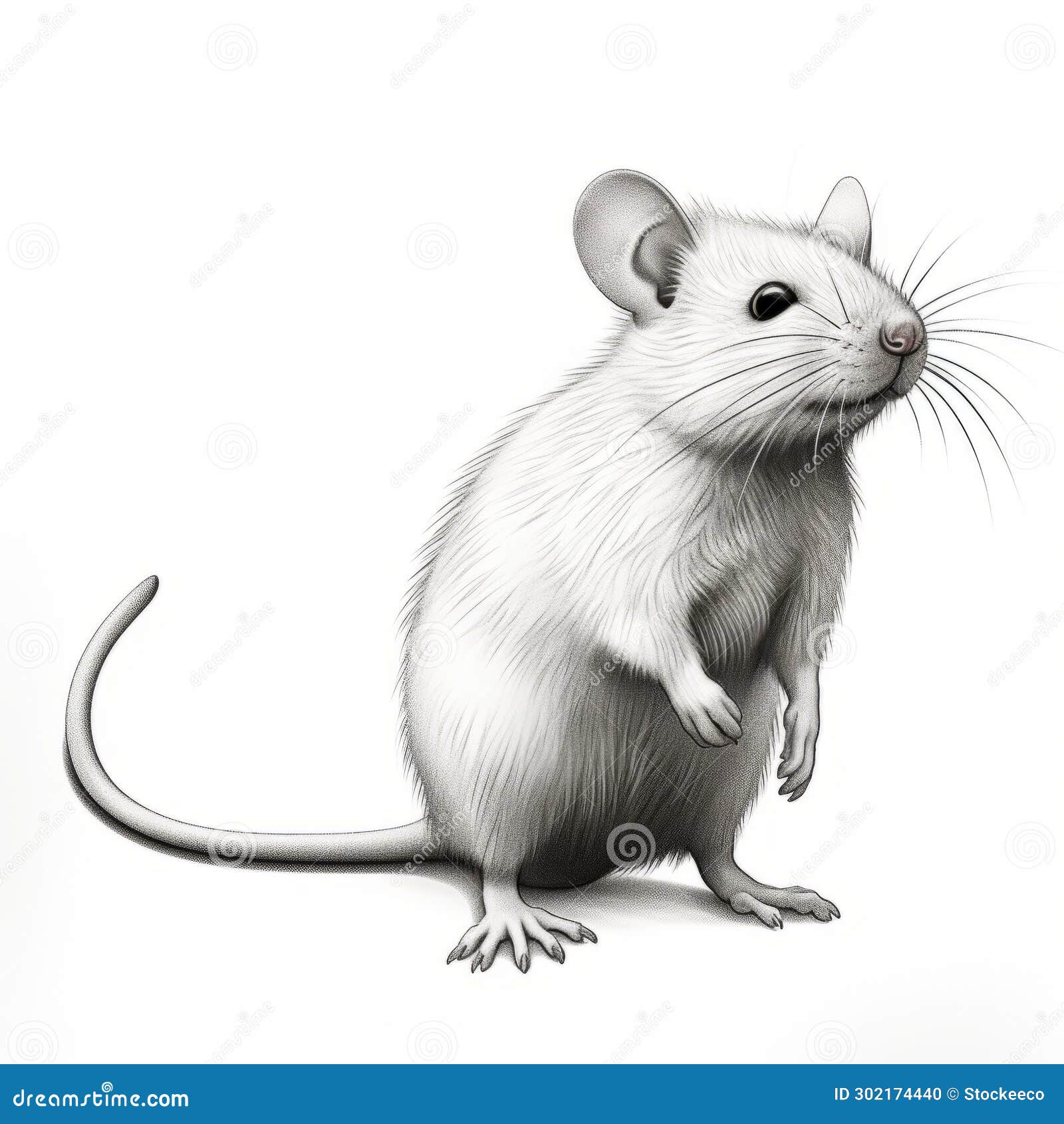 Realistic Illustration of White Mouse on White Background Stock ...