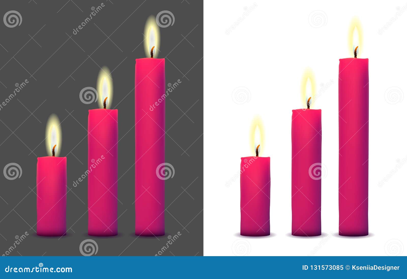 Realistic Image of a Burning Pink Candle Stock Vector - Illustration of ...