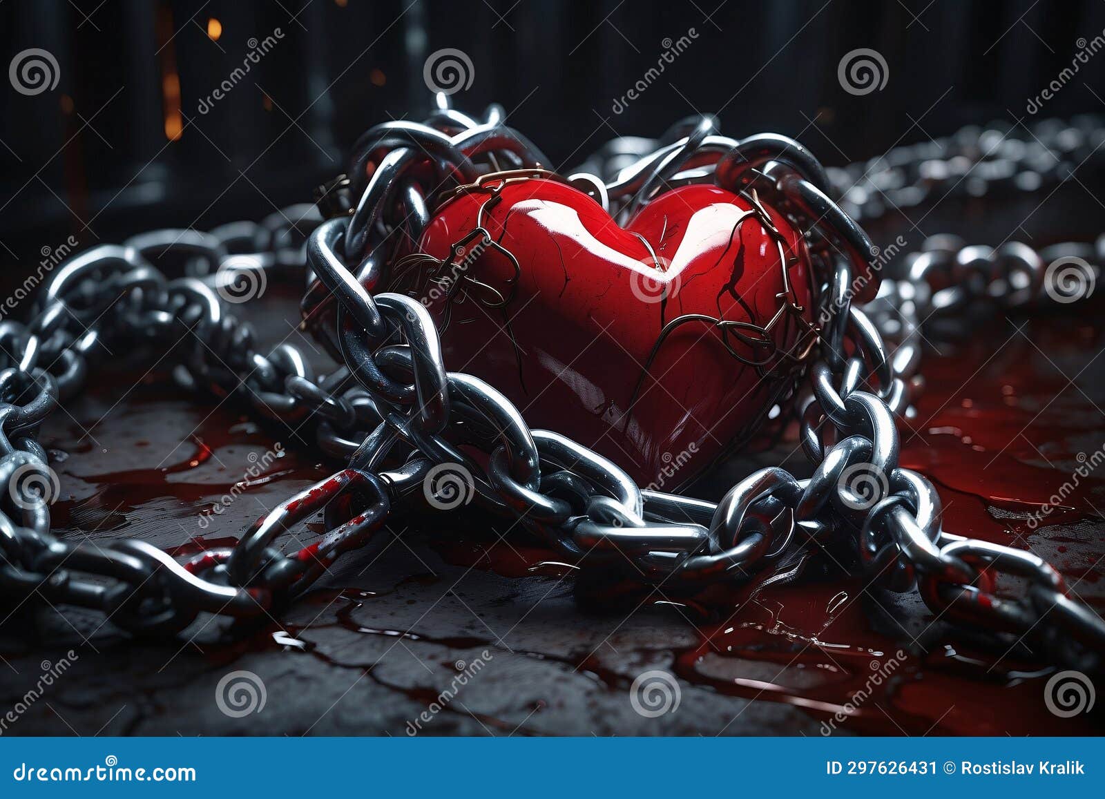 Realistic Image of a Chained Heart Stock Illustration - Illustration of ...