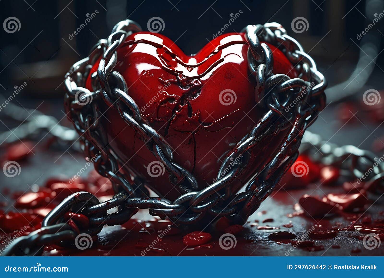 Realistic Image of a Chained Heart Stock Illustration - Illustration of ...