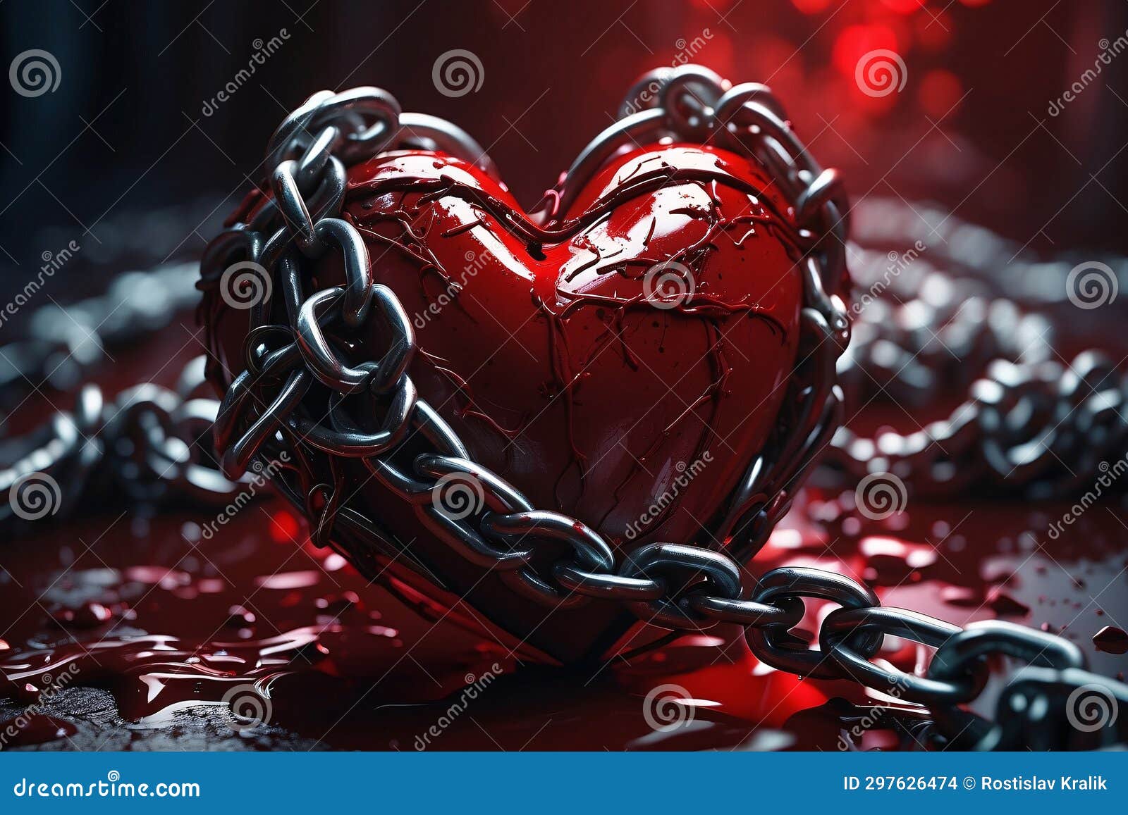 Realistic Image of a Chained Heart Stock Illustration - Illustration of ...