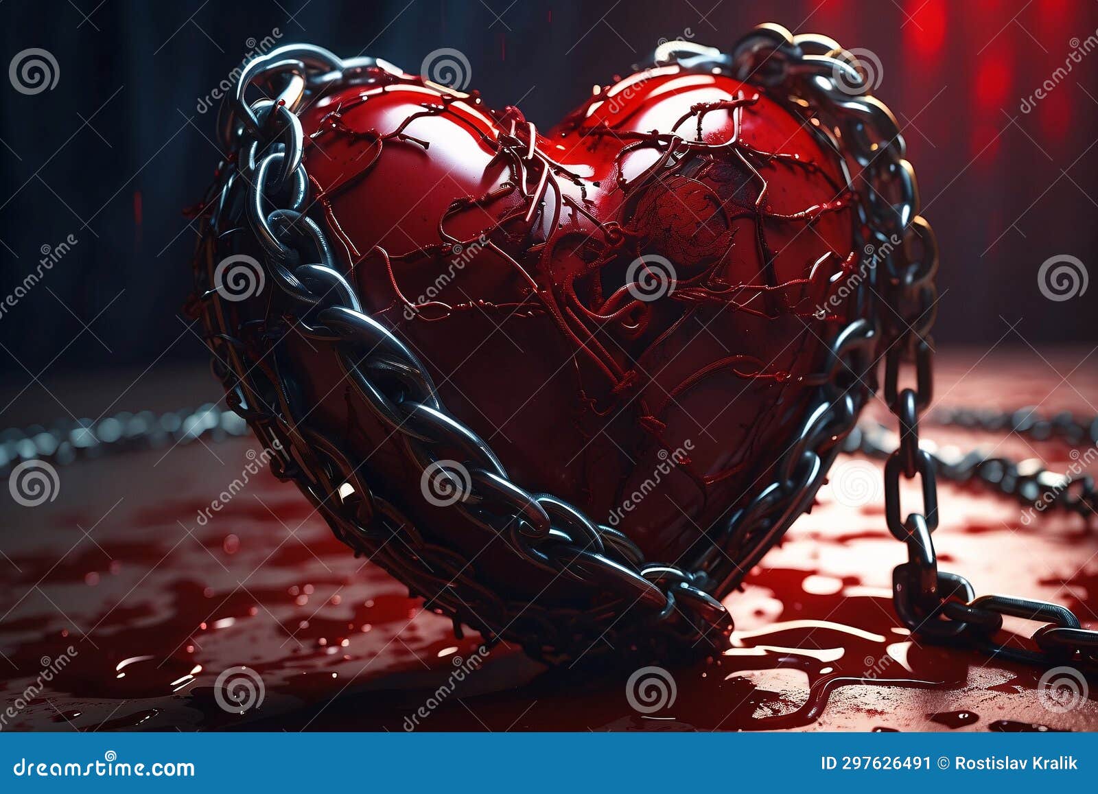 Realistic Image of a Chained Heart Stock Illustration - Illustration of ...