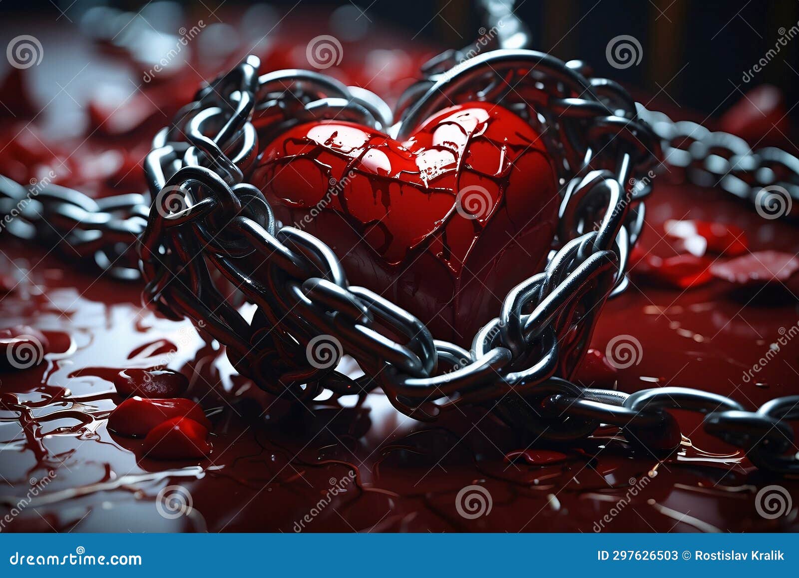 Realistic Image of a Chained Heart Stock Illustration - Illustration of ...