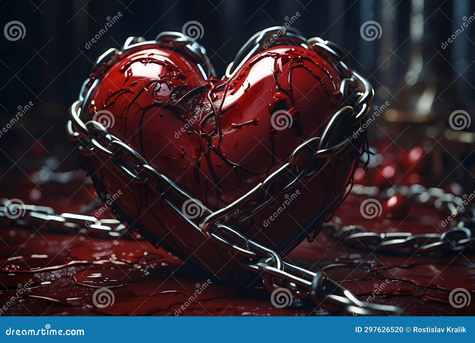 Realistic Image of a Chained Heart Stock Illustration - Illustration of ...