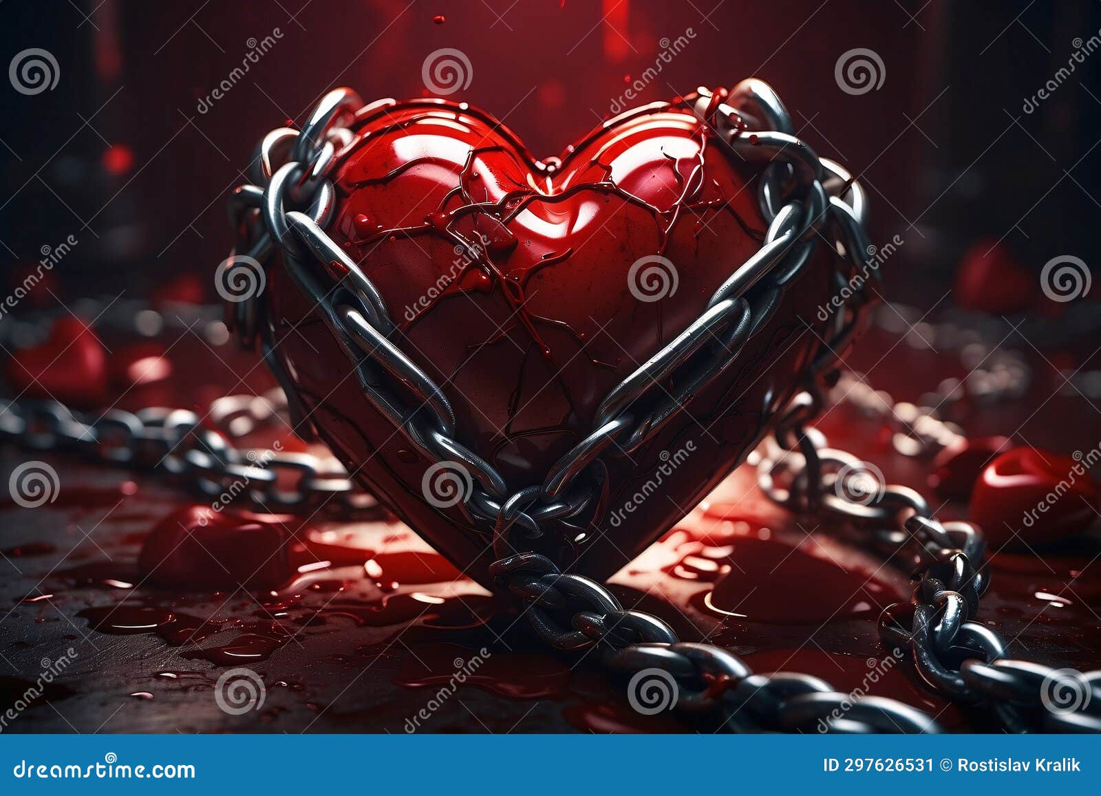 Realistic Image of a Chained Heart Stock Illustration - Illustration of ...
