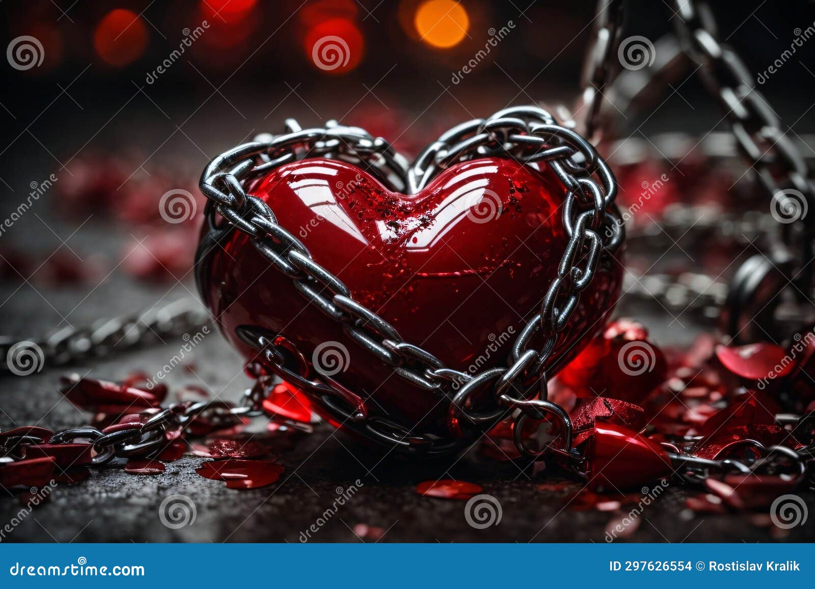 Realistic Image of a Chained Heart Stock Illustration - Illustration of ...