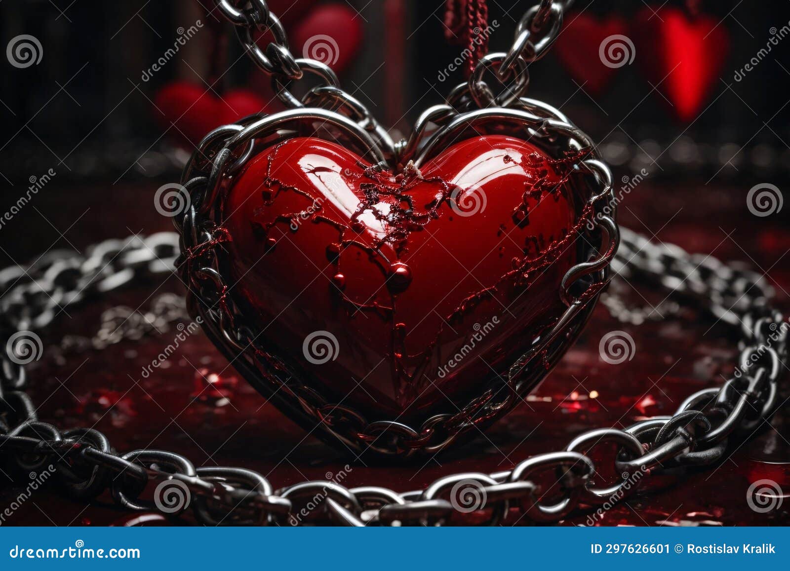 Realistic Image of a Chained Heart Stock Illustration - Illustration of ...