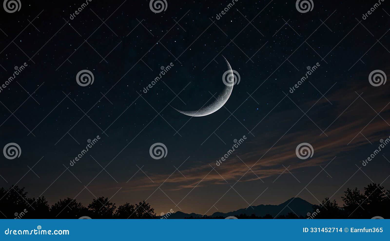 A Realistic Image of a Crescent Moon Set Against a Deep, Dark Night Sky ...