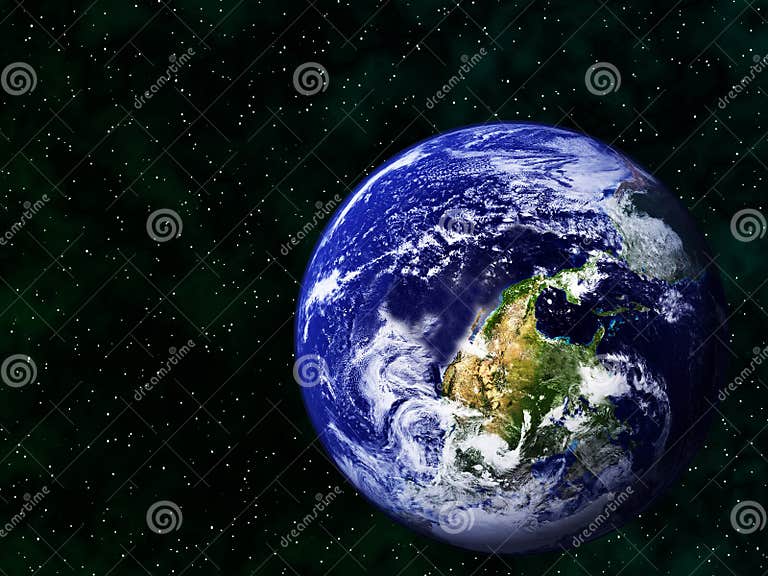 Realistic Image of the Earth Upside Down in Space Stock Photo - Image ...