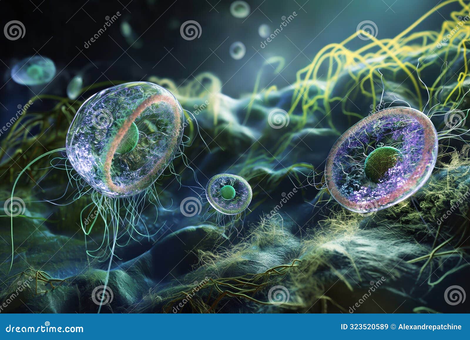 Realistic Image of the Emergence of Life Microscopic Stock Illustration ...