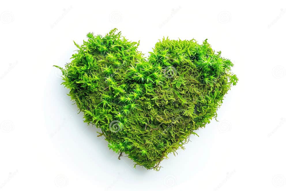 A Realistic Image of a Moss Heart Shape on a Clean White Surface, Great ...