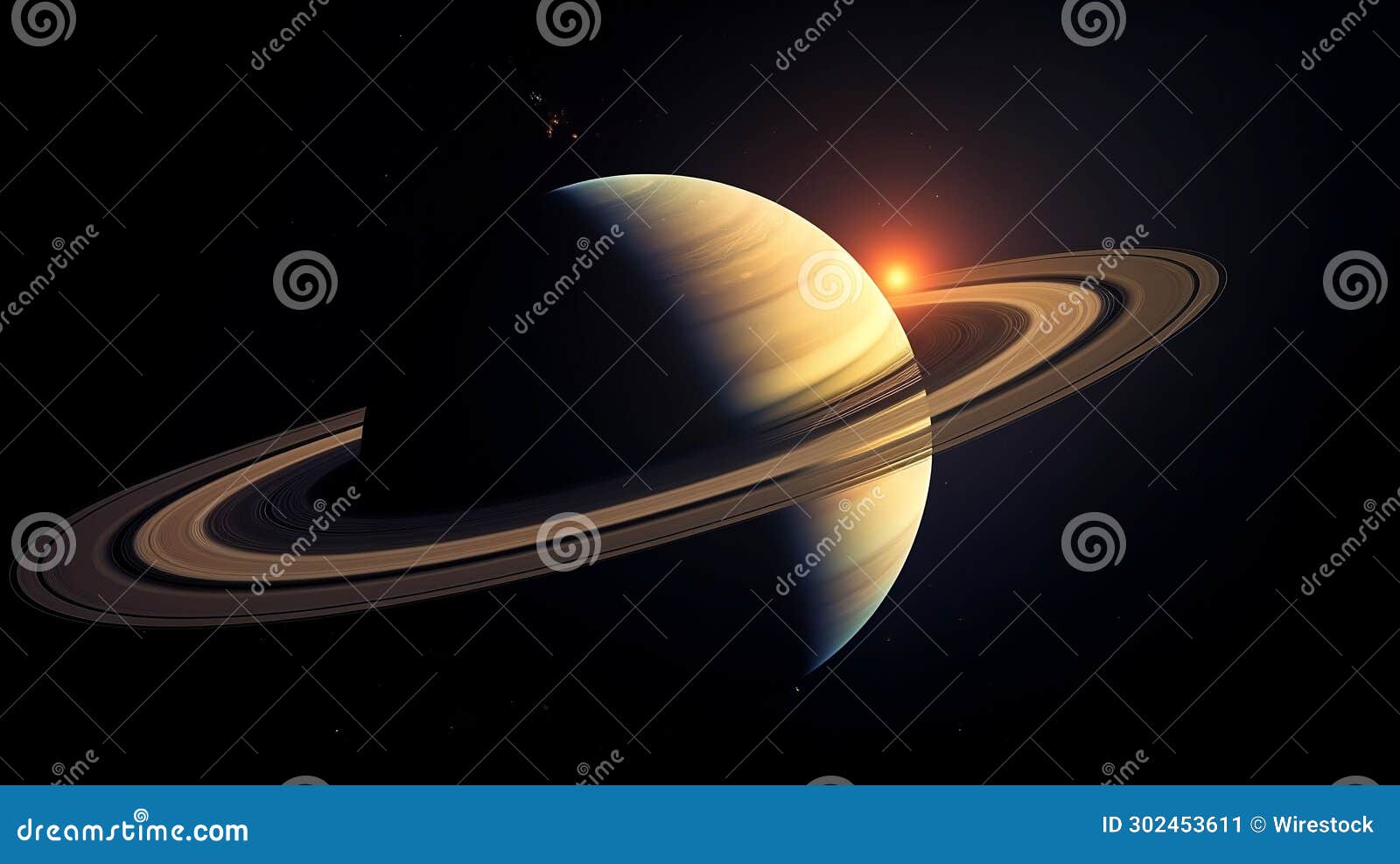 Saturn with the Sun Peeking Out Behind it, AI Generated Stock ...