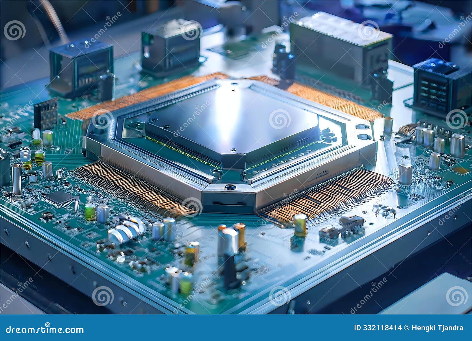 Realistic Image of SMT Components on a PCB, Showcasing Microchips ...