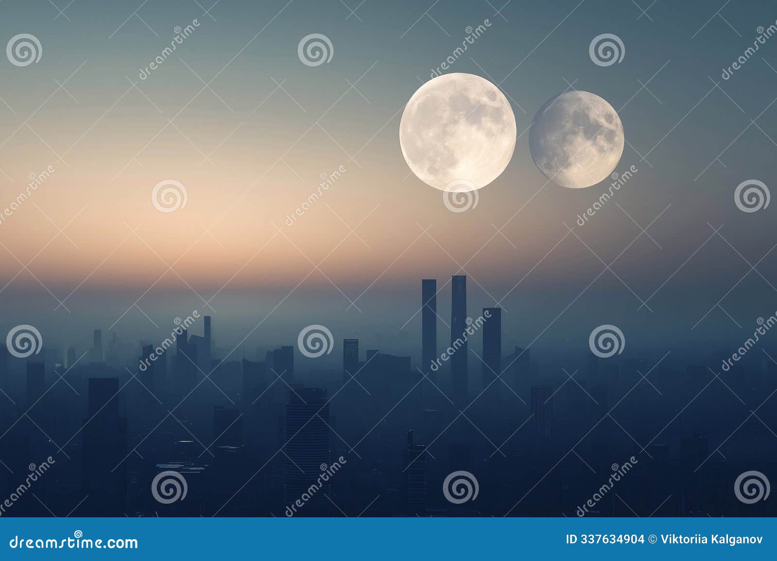 Realistic Image of Two Moons in the Sky Stock Illustration ...