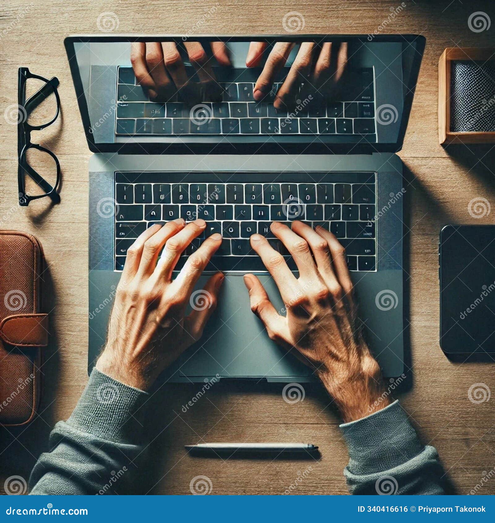 Realistic Image Version Old Person Typing on Keyboard while Working it ...