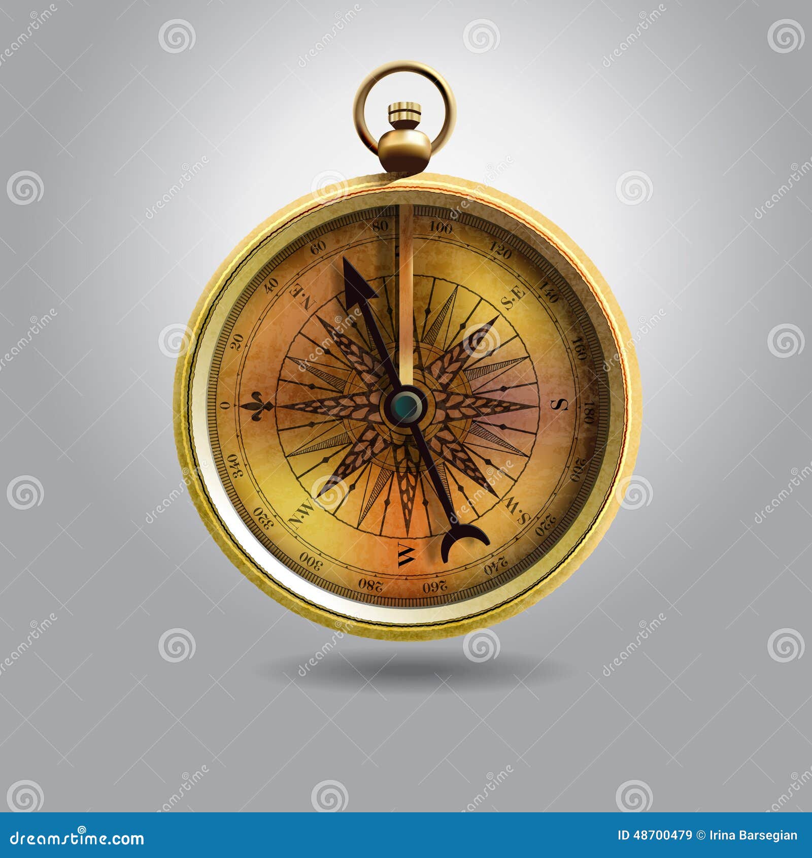 Realistic Image of Vintage Isolated Compass. Illustration Stock Vector ...