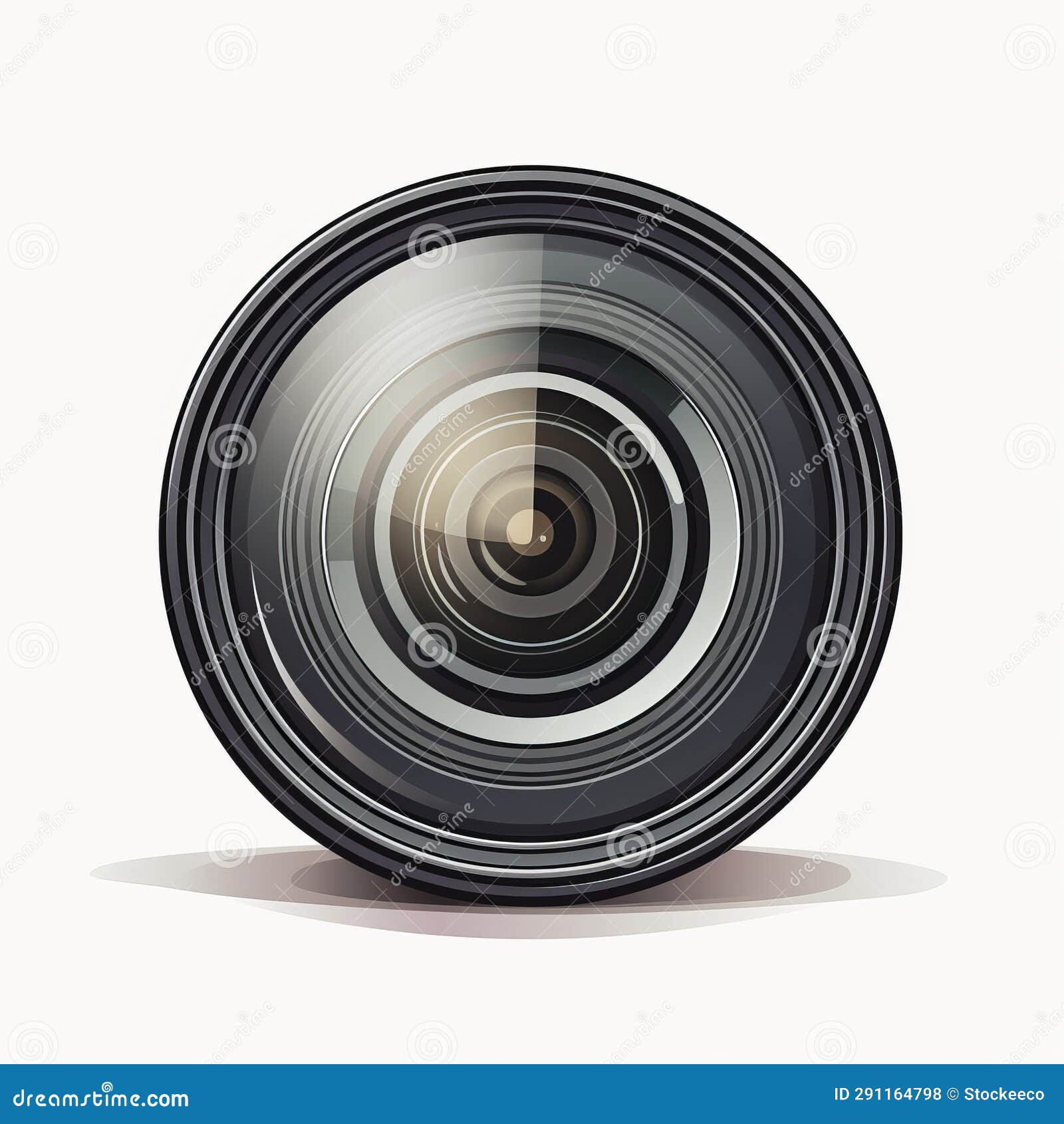 Realistic Impressionistic Camera Lens Illustration on White Background ...