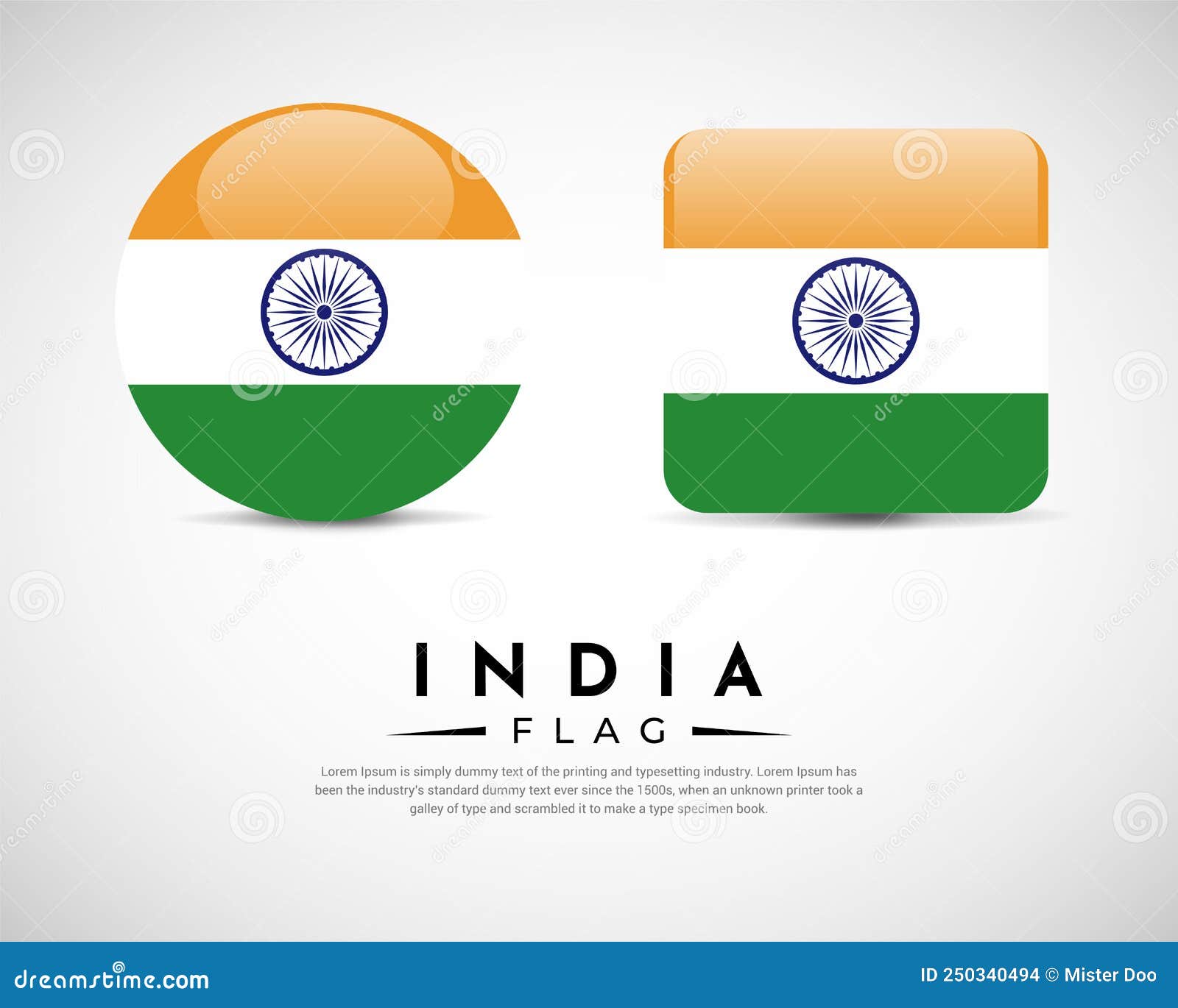 Realistic India Flag Icon Vector. Set of India Flag Emblem Vector Stock ...