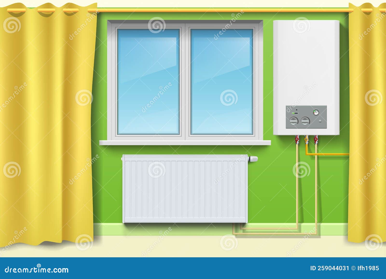 A Realistic Individual Heating System Front View Stock Vector ...