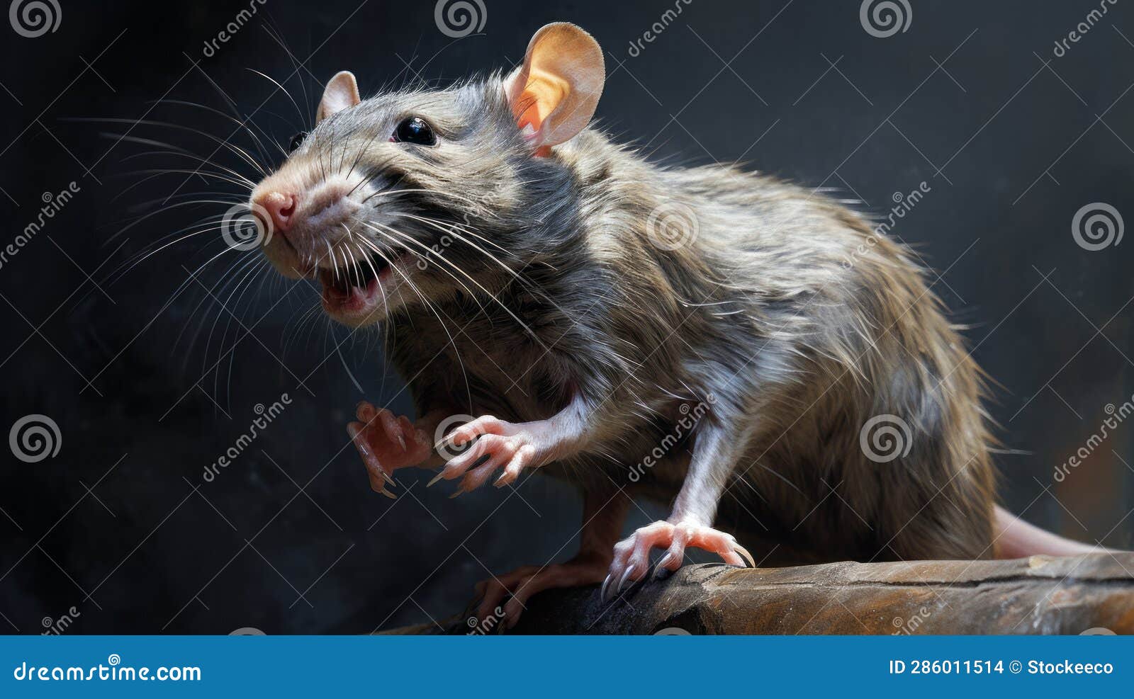 Realistic and Intense Rat Renderings on Dark Background Stock ...
