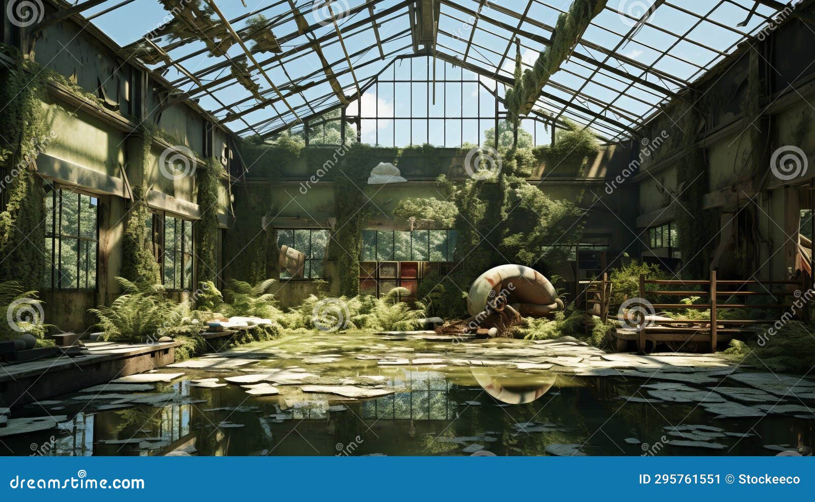 Realistic Interiors: a Post-apocalyptic Building with Water and ...