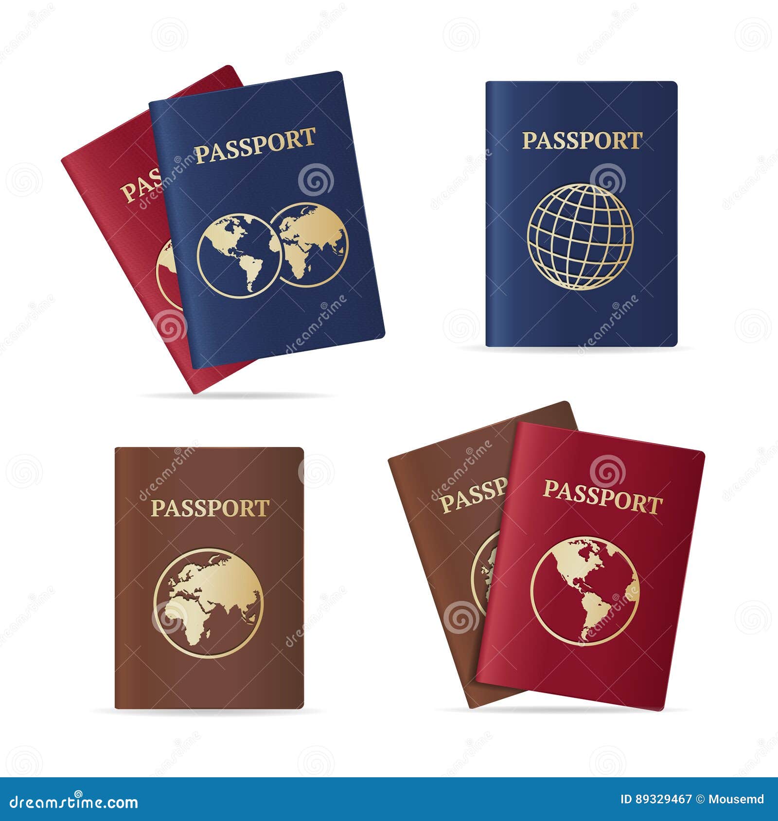 Realistic International Passport Set. Vector Stock Vector ...