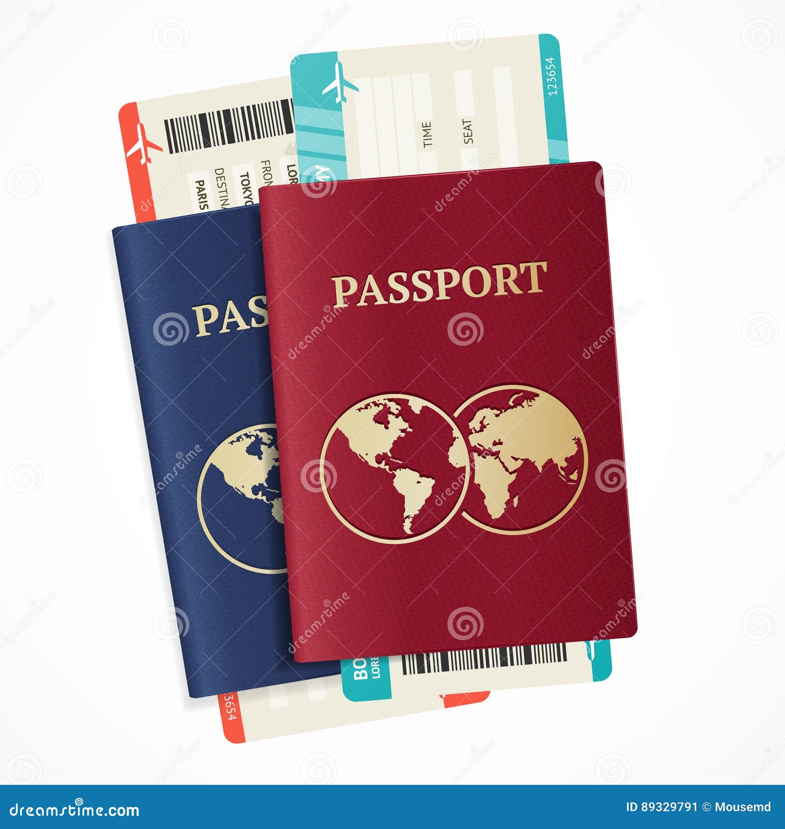 Realistic International Passport Set Vector Stock Vector