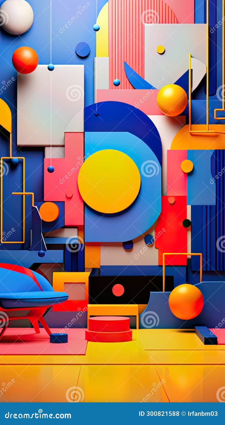 Realistic Interpretation of Abstract Memphis Design with Artistic ...