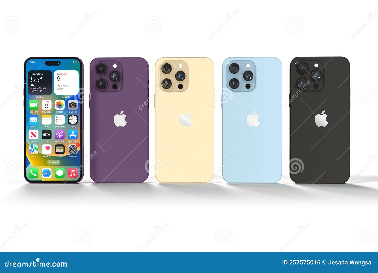 Realistic IPhone 14 Pro Max Set with Front and Back View Studio Shot ...