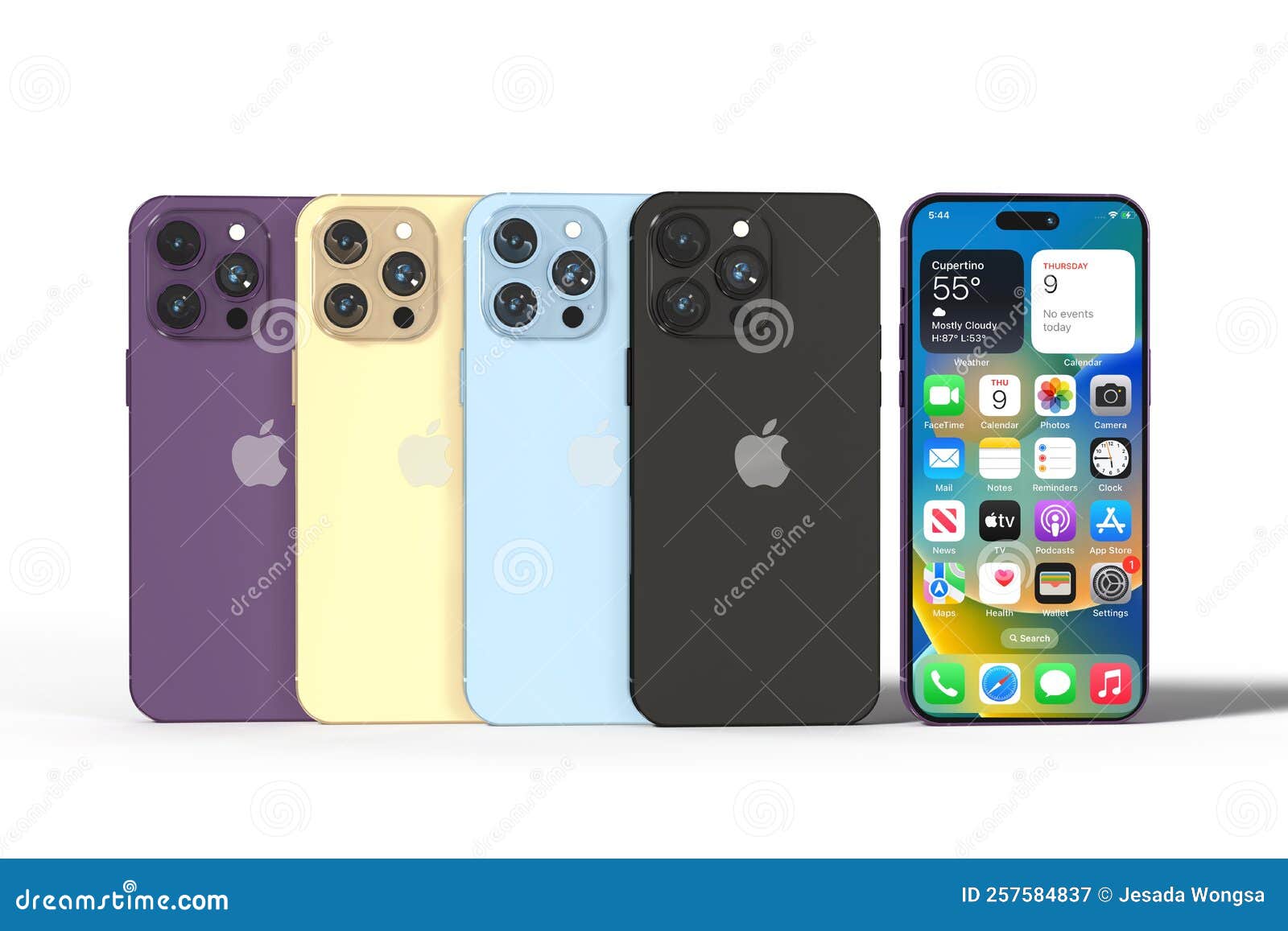 Realistic IPhone 14 Pro Max Set with Front and Back View Studio Shot ...