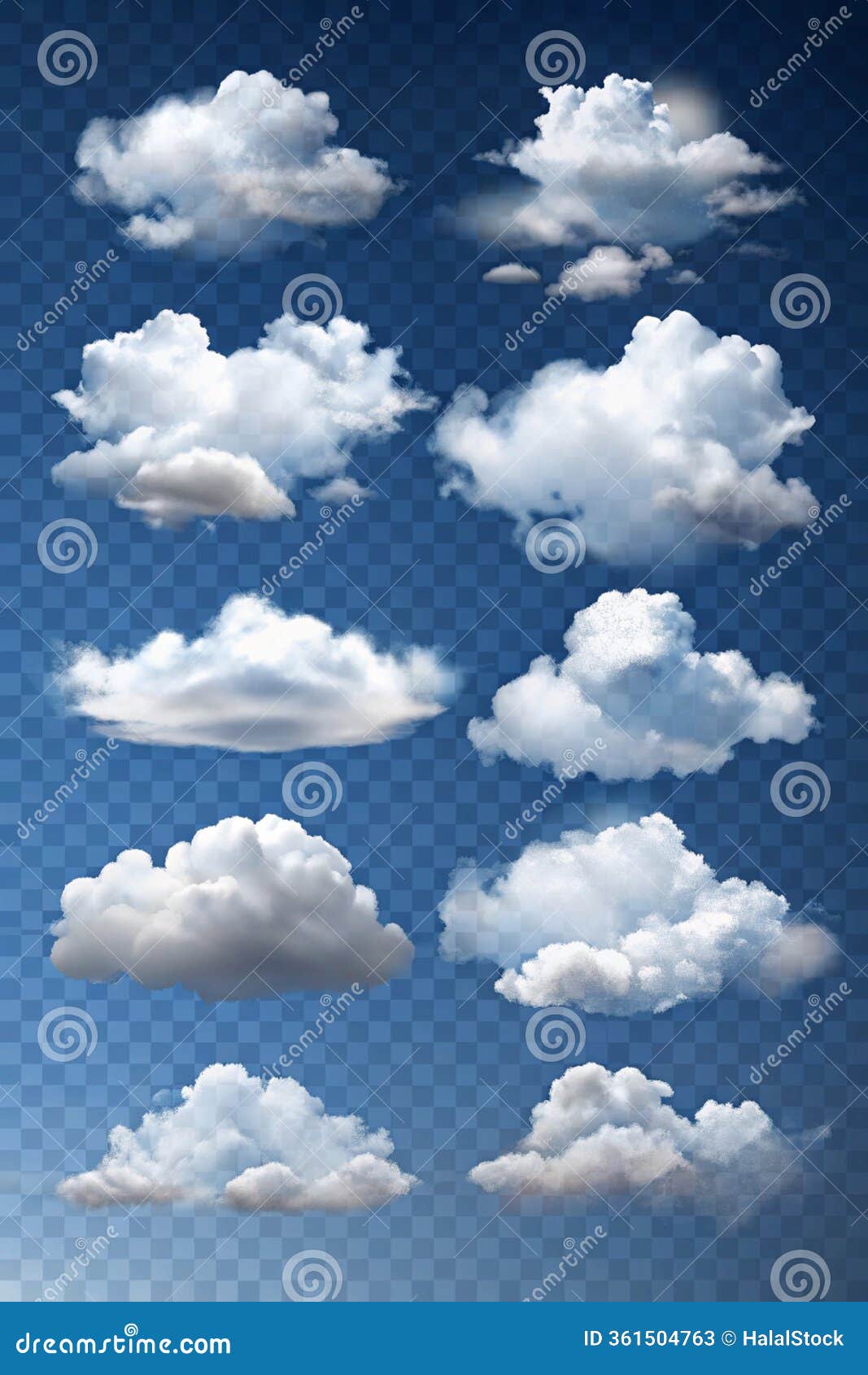 Realistic Isolated Cloud Set Stock Illustration - Illustration of vector, transparent: 361504763