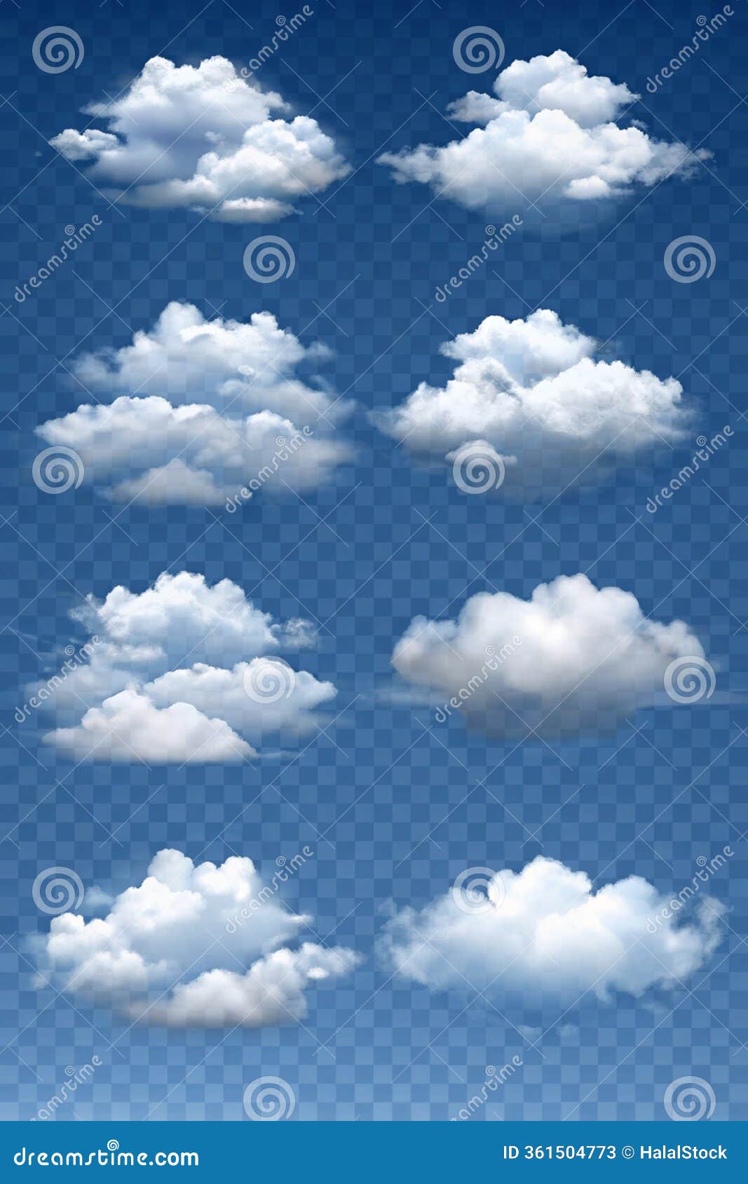 Realistic Isolated Cloud Set Stock Illustration - Illustration of ...