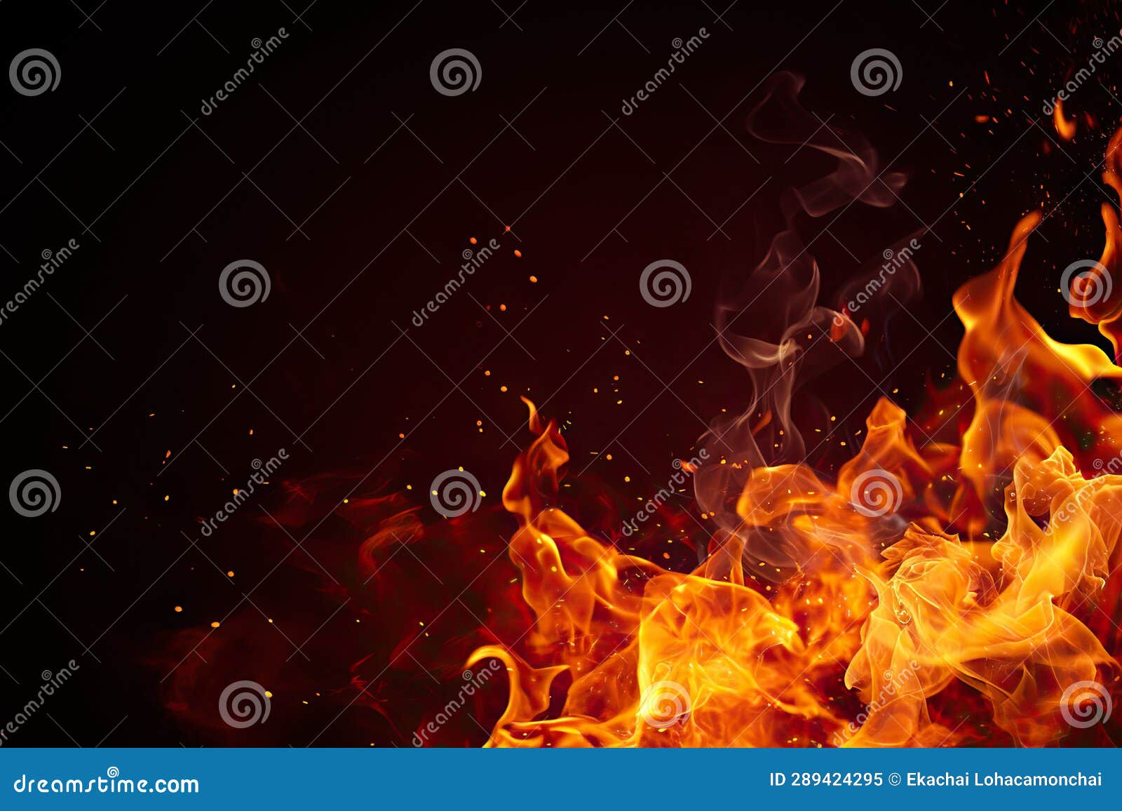 Realistic Isolated Fire Effect on Black Background: Sparkles, Flame ...
