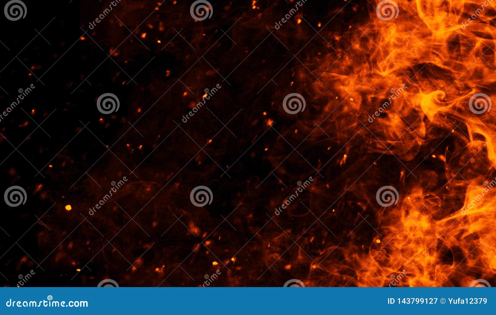 Realistic Isolated Fire Effect for Decoration and Covering on Black ...